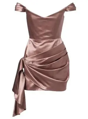 Alex Perry Off-shoulder Draped Satin Mini Dress - Red