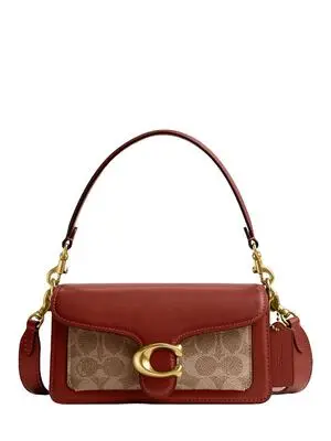 COACH Coach Logo French Stick Bag With Top Handle And Shoulder Strap Tan