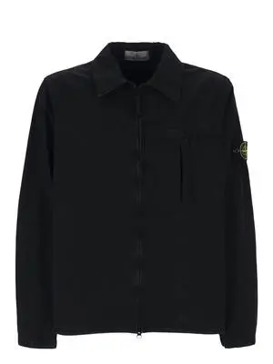 Stone Island Zip-up Long-sleeved Shirt - Blue