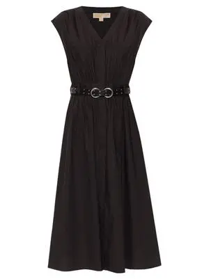 Michael Kors Belted Midi Dress - Black