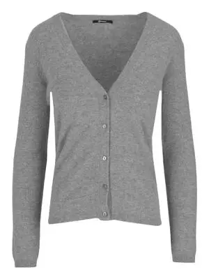 Lela Rose V-neck Cropped Cardigan - Gray