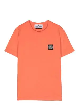 Stone Island Compass Appliqué Cotton T-shirt - Orange