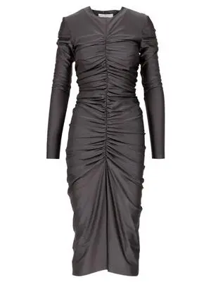 Philosophy Di Lorenzo Serafini Long-sleeved Gathered Midi Dress - Black
