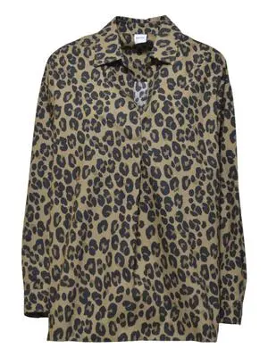 Aspesi Long Sleeve Leopard Print Shirt - Black