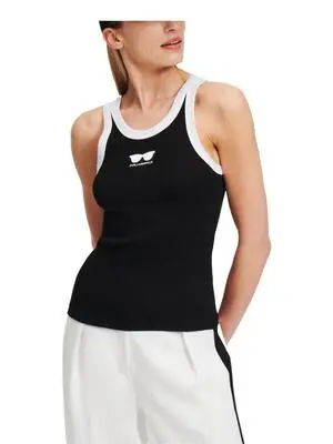 KARL LAGERFELD Karl Lagerfeld Sunglasses Logo Ribbed Tank Top