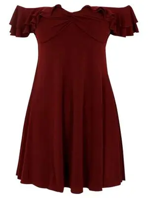 ANIYE BY Off-shoulder Dress With Ruffles And Pleats - Brown