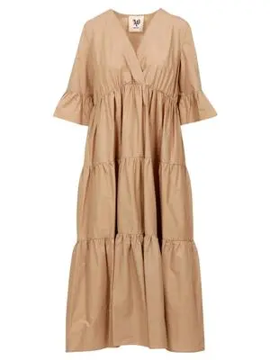 ANIYE BY Aniye By V-Neck Tiered Midi Dress With Flutter Sleeves