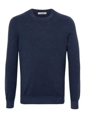 GRAN SASSO Ribbed Details Crew Neck Jumper - Blue