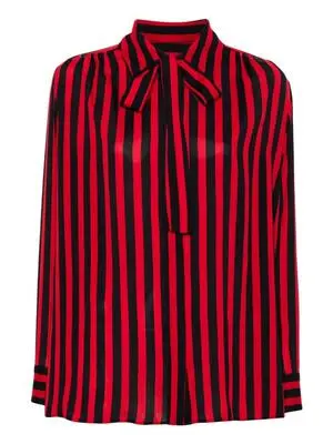 MSGM MSGM Striped Crepe Texture Shirt With Attached Scarf