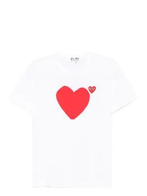 Play Comme Des Garcon Comme Des Garçons Play Heart Printed Crewneck T-shirt - White