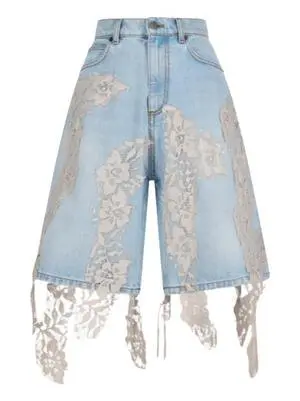 Giuseppe Di Morabito Lace Detail Denim Shorts - Blue