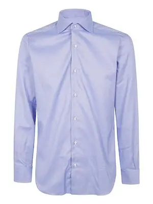 BARBA NAPOLI Long Sleeve Button-down Shirt - Blue