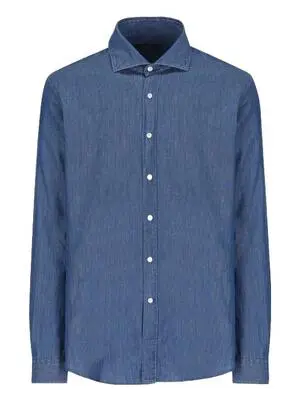 FAY Chambray Denim Shirt - Blue
