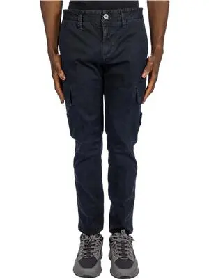 Stone Island Casual Pants With Logo Detail - Blue
