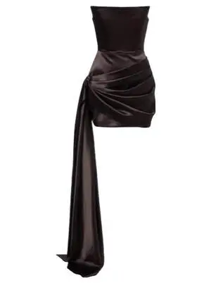 Alex Perry Draped Satin Bustier Mini Dress - Black