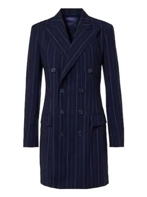 Ralph Lauren Striped Double-breasted Wool Blazer Dress - Black