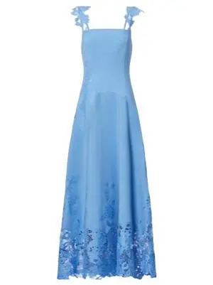 Oscar De La Renta Wool-blend Guipure Lace Midi Dress - Blue