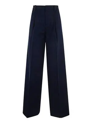 TWINSET Wide Leg Pinstripe Trousers - Indigo