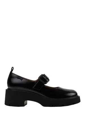 Camper Buckled Platform Mary Jane Pumps - Black