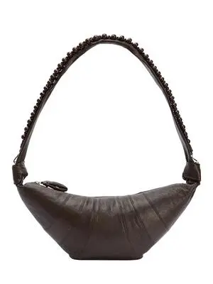 LEMAIRE Medium Croissant Bag With Pearl Embellishments - Brown