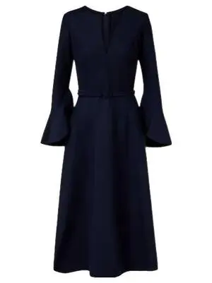 Oscar De La Renta Belted Wool-blend Midi Dress - Black