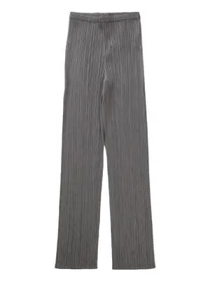 PLEATS PLEASE BY ISSEY MIYAKE Cropped Leg Pleated Trousers - Grey