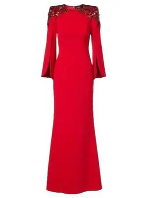 Jenny Packham Adeline Embellished Gown - Red