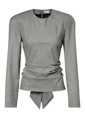 Magda Butrym Draped Wool Blouse - Gray