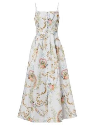Camilla Camilla Printed Linen And Silk Bustier Midi Dress No