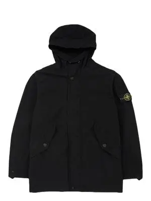 Stone Island Logo Patch Hooded Jacket - Black