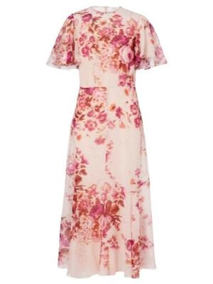 Erdem Floral Silk Midi Dress - Pink