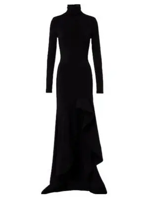Stella McCartney Turtleneck Crêpe Jersey Gown - Black