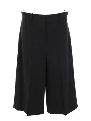 QUIRA Belt-loop Wide-leg Quarter-length Pants - Black