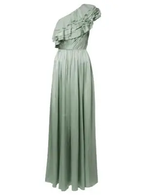 Ulla Johnson Avalina One-shoulder Ruffled Silk Maxi Dress - Gray