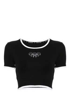 MARINE SERRE Marine Serre Logo Embroidered Crewneck T-Shirt