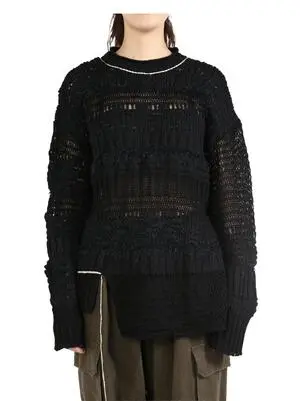 Y’s Destructured Stripe Knitwear - Black