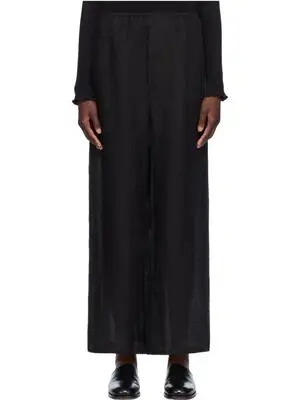 BASERANGE Domond Wide-leg Linen Trousers - Black