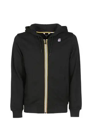 K-WAY Hooded Zip-up Casual Jacket With Logo - Black