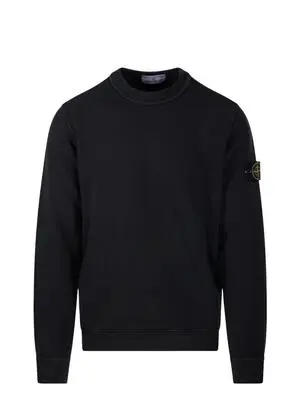 Stone Island Logo Patch Crewneck Sweatshirt - Black