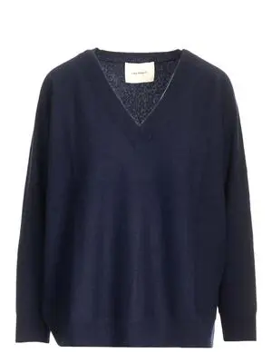 LISA YANG Kenny V-neck Loose Fit Sweater - Blue