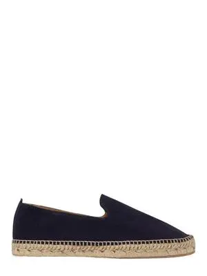 SCAROSSO Round Toe Suede Espadrilles - Black