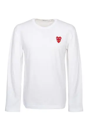 Comme Des Garçons Heart-patch Long Sleeved T-shirt - White