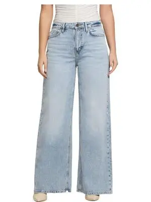 Guess Logo Appliqué Wide-leg Jeans - Blue