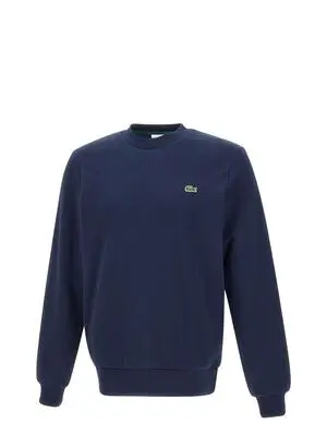 Lacoste Classic Fit Fleece Crewneck Sweatshirt With Crocodile Logo - Blue