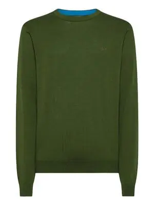 SUN 68 Elbow Patch Crew Neck Sweater - Green