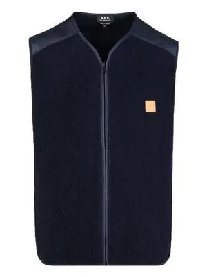 A.p.c. Logo Patch Zip-up Vest - Navy Blue
