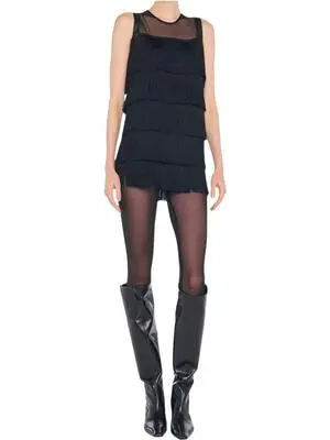 Norma Kamali Sleeveless Fringe Detailed Dress - Black