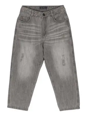 Emporio Armani Distressed Tapered Jeans - Medium Gray