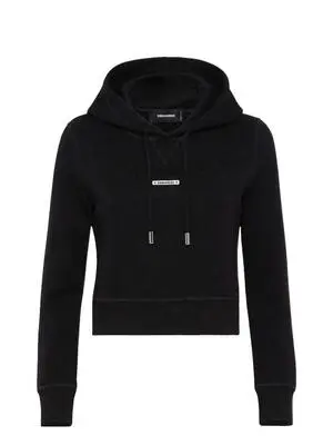 Dsquared2 Logo Patch Drawstring Hoodie - Black