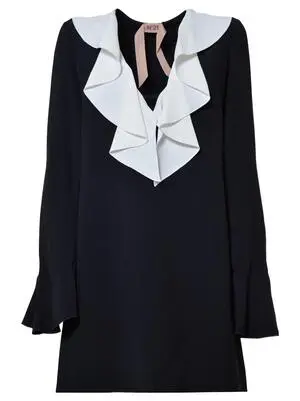 N.21 Long Sleeve Ruffled Dress - Black